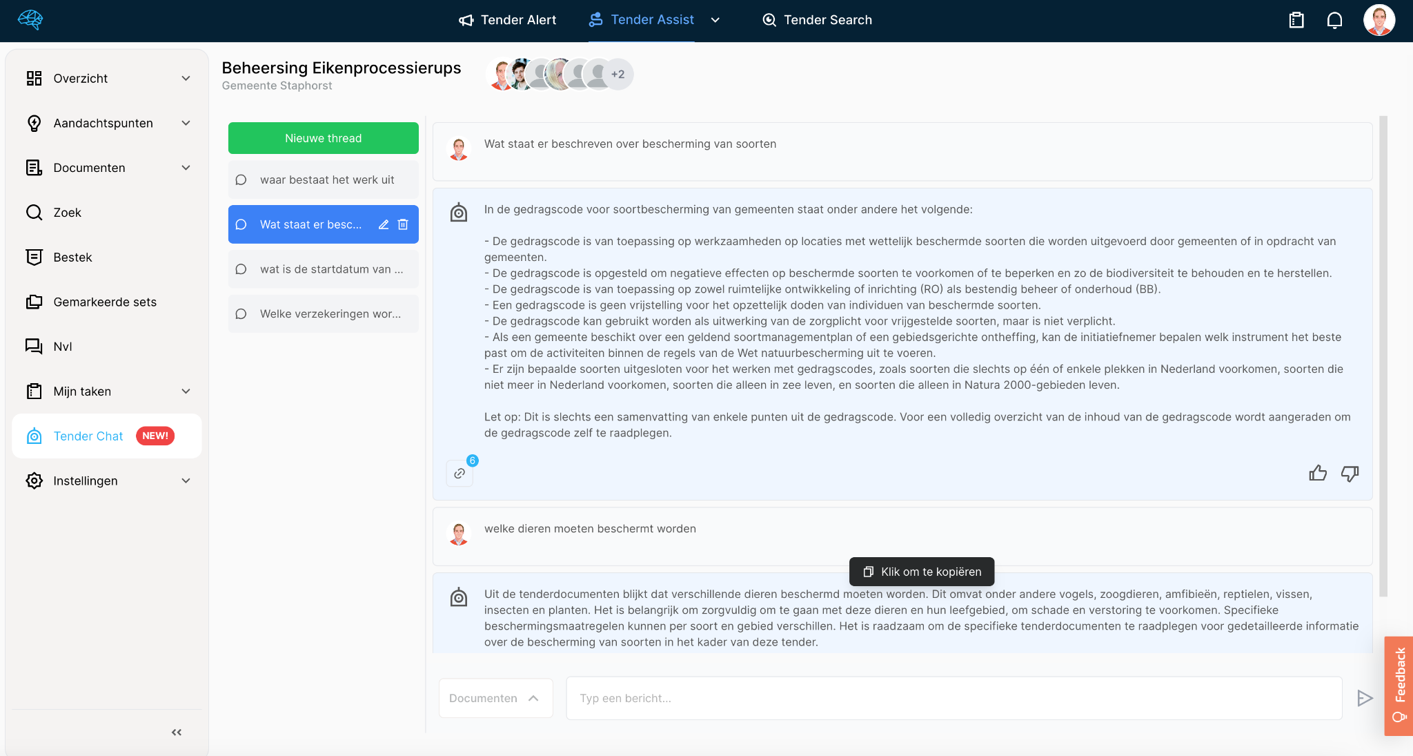 Brainial introduceert 'Tender Chat' voor efficiënte interactie met tenderdocumenten.